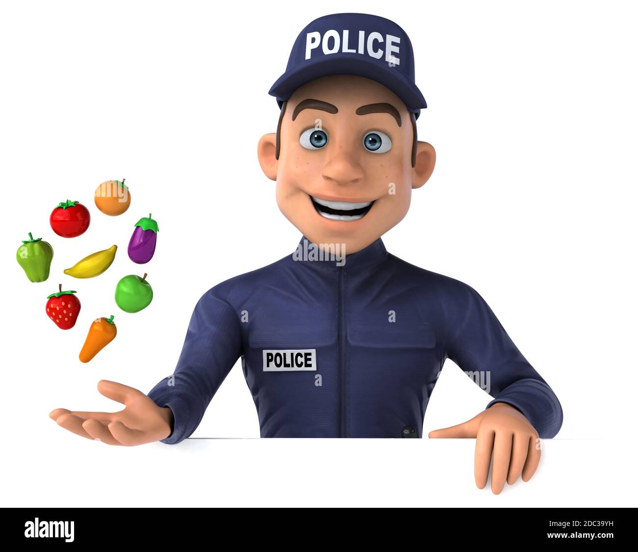 Fun 3D illustration of a cartoon Police Officer Stock Photo - Alamy