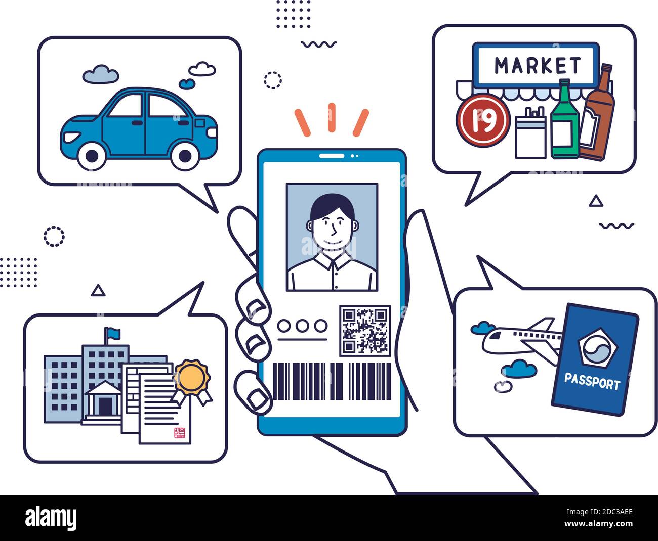 QR-code based system for simply personal identification illustration ...