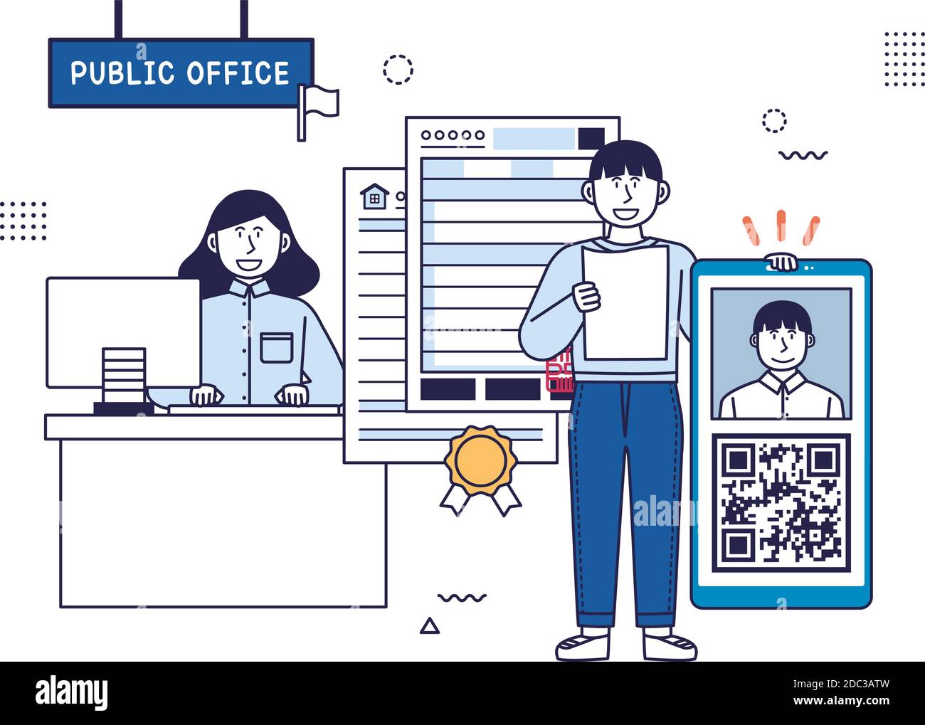 QR-code based system for simply personal identification illustration ...