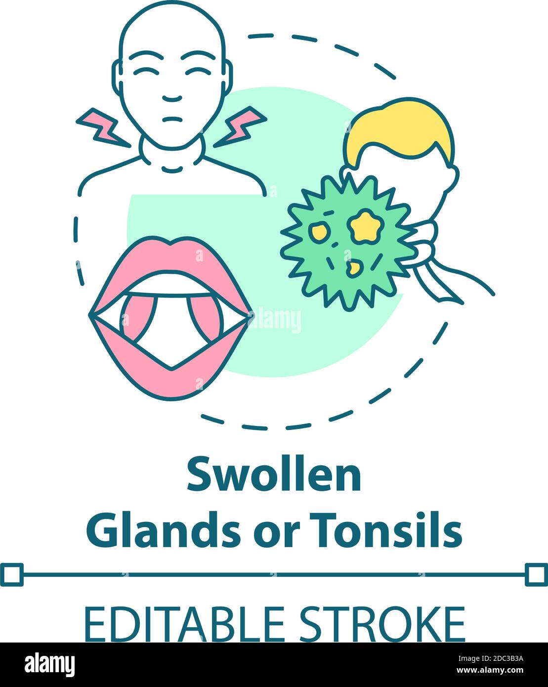 Swollen glands and tonsils concept icon Stock Vector Image & Art - Alamy