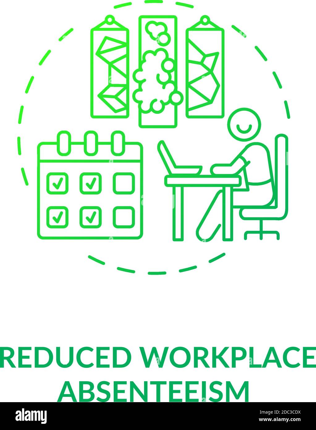 Reduced workplace absenteeism green concept icon Stock Vector Image ...