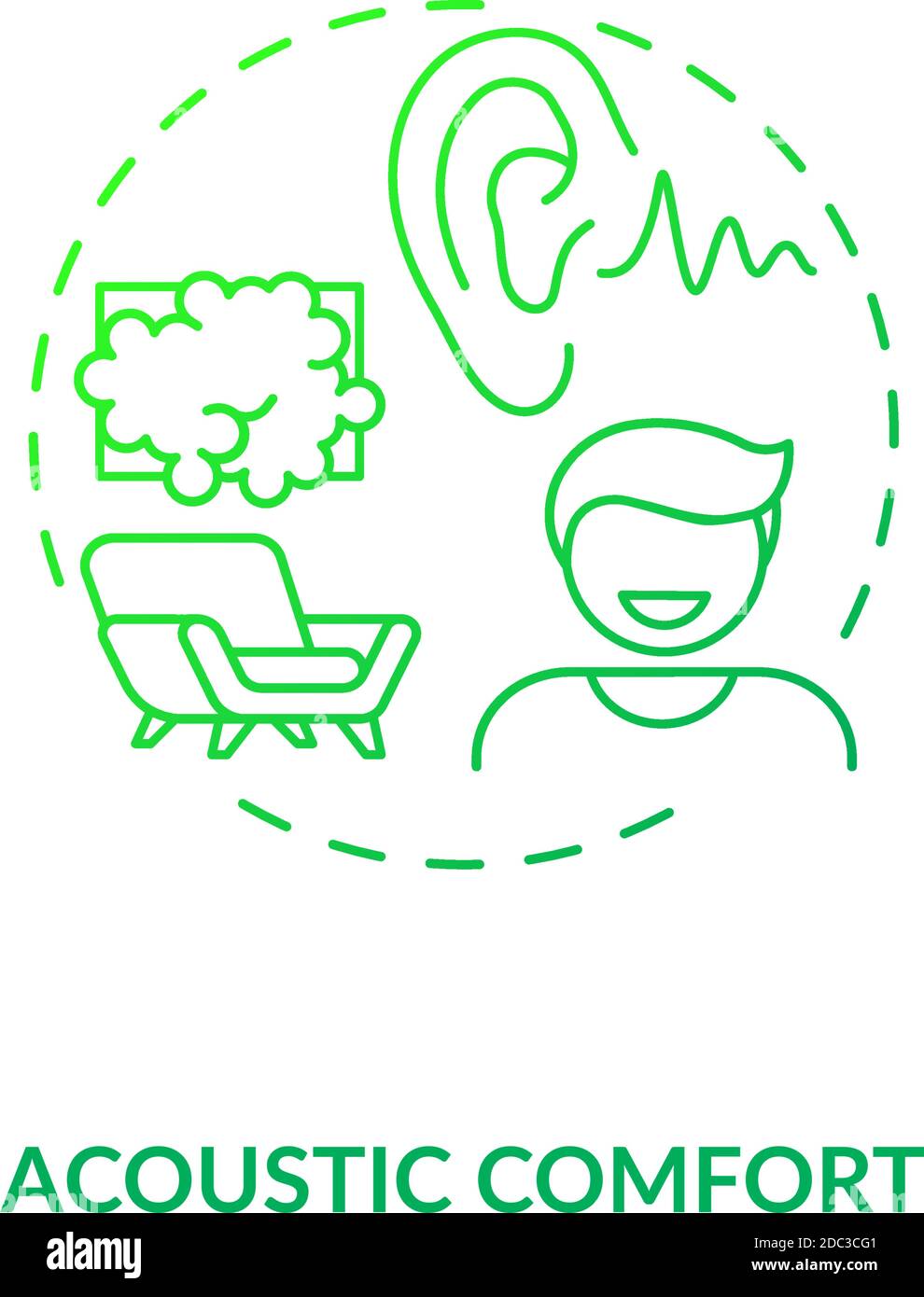 Acoustic comfort green concept icon Stock Vector Image & Art - Alamy