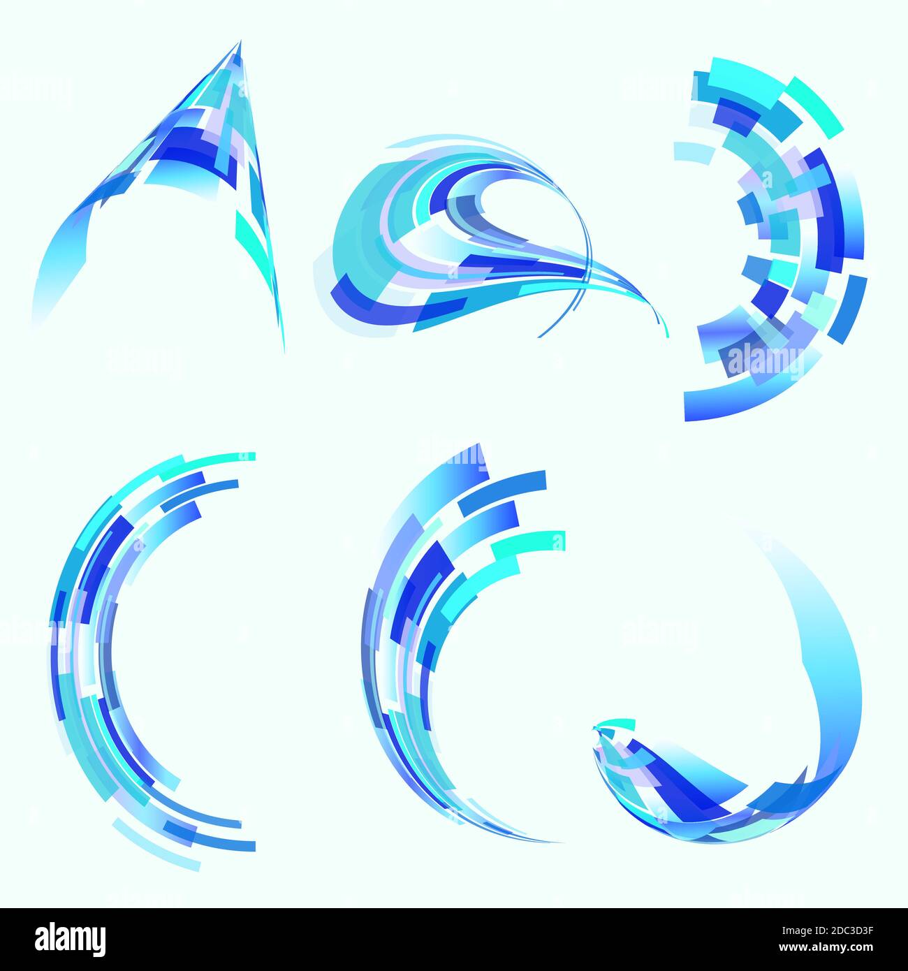 set of abstract futuristic figures of differnt colors Stock Vector ...