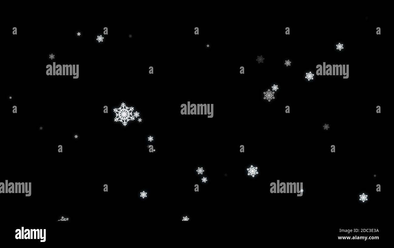 Cartoon snow falling with alpha channel transparency background. 3d ...