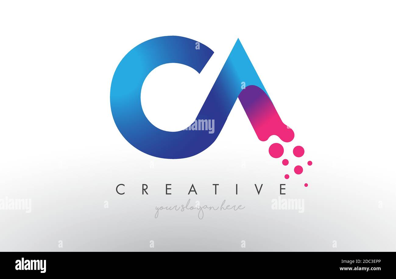 CA Letter Design with Creative Dots Bubble Circles and Blue Pink Colors ...