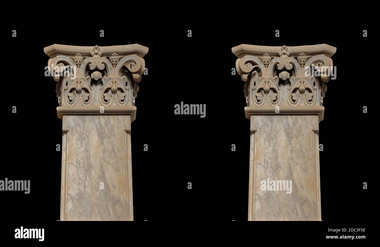 Elements of architectural decorations of buildings, columns and ...