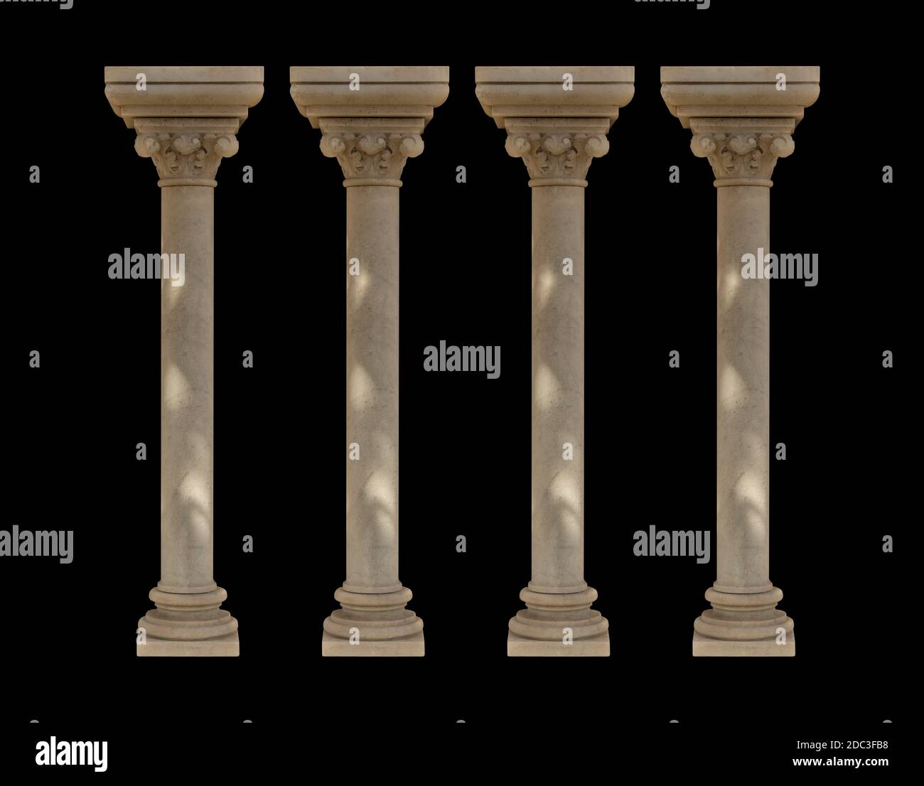Elements of architectural decorations of buildings, columns and tops ...