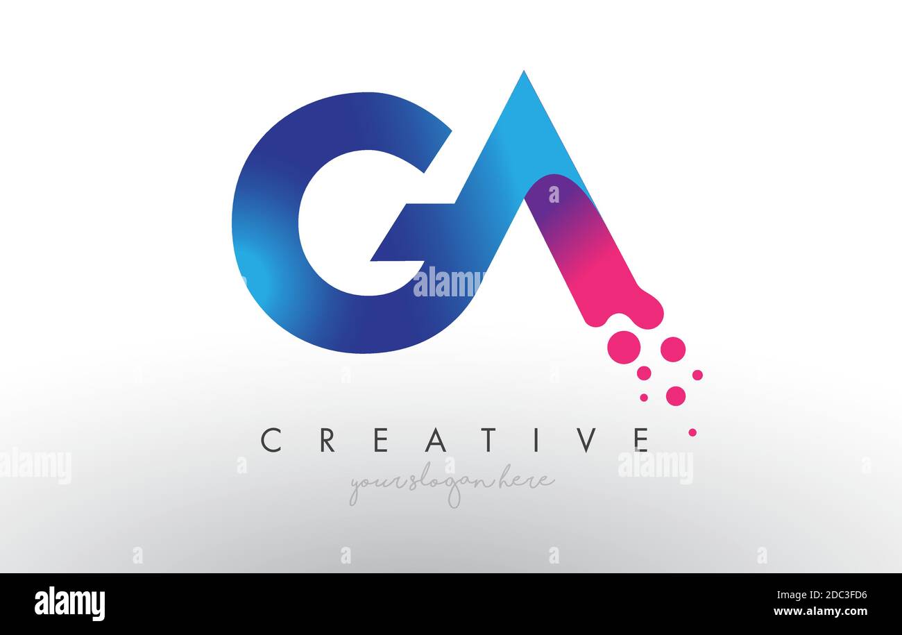 GA Letter Design with Creative Dots Bubble Circles and Blue Pink Colors ...