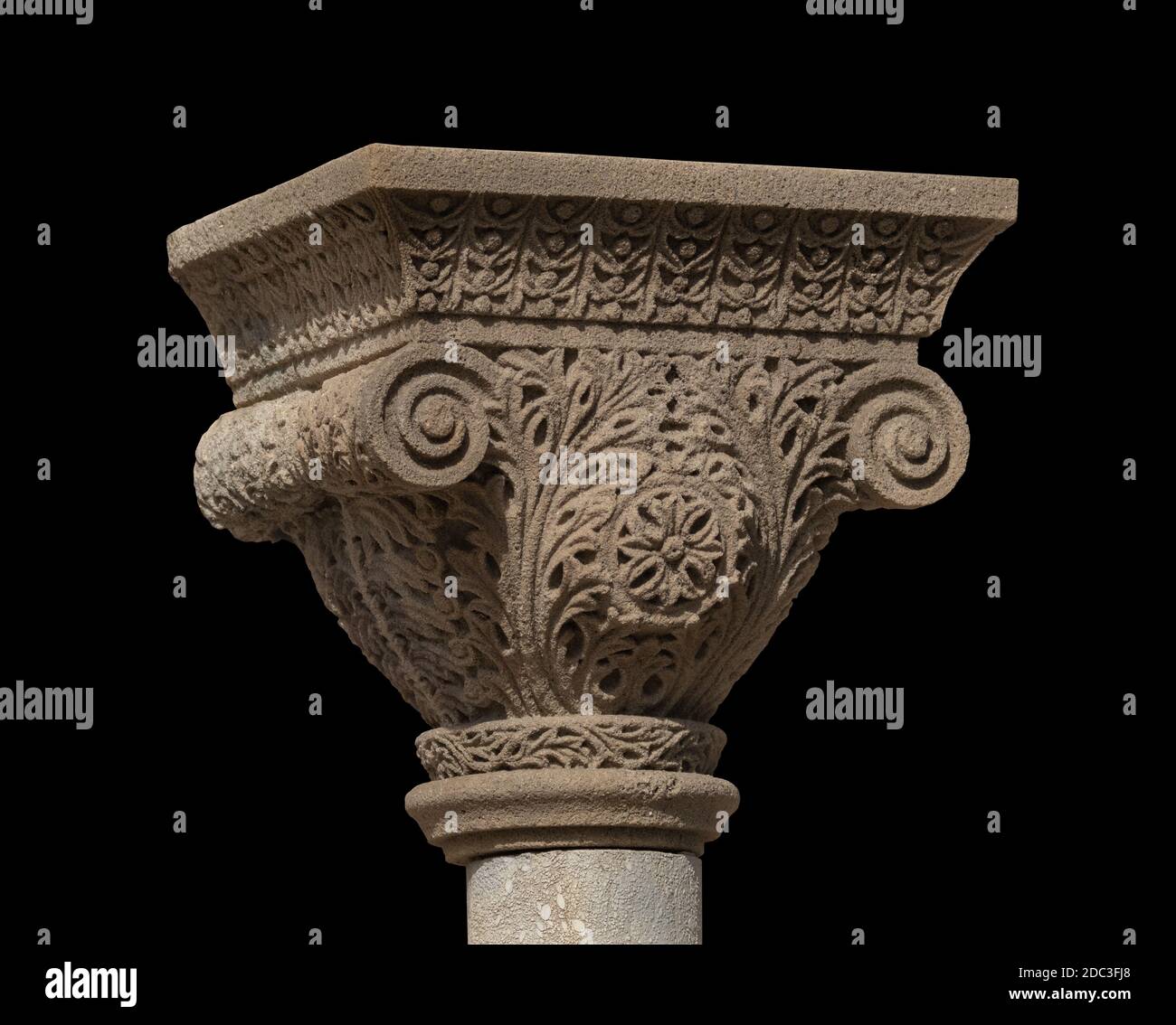 Elements of architectural decorations of buildings, columns and tops ...