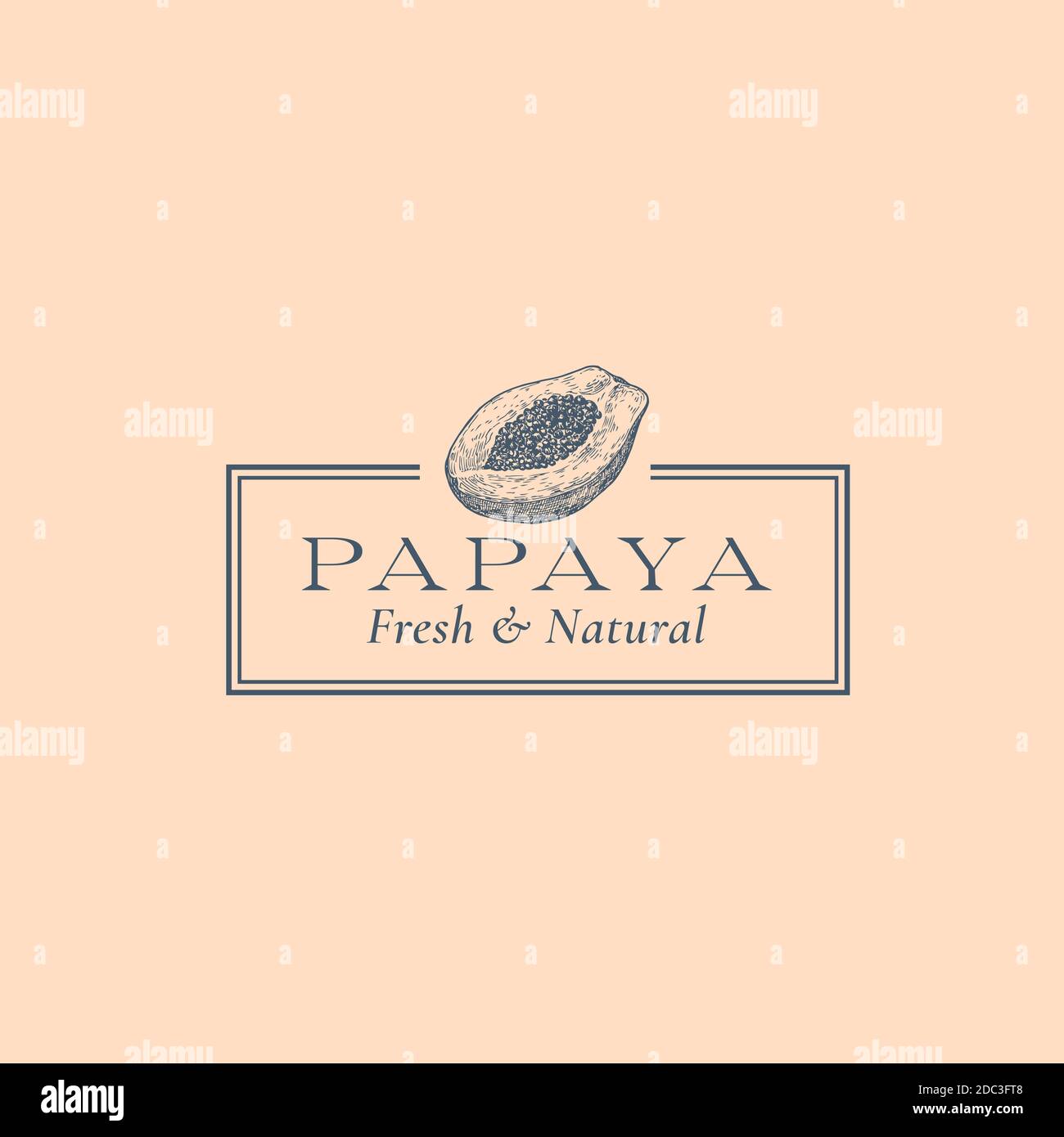 Papaya Abstract Vector Sign, Symbol or Logo Template. Hand Drawn Fruit ...