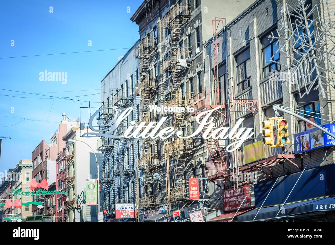 Welcome to Little Italy Sign in Lower Manhtattan, Mulberry Street ...
