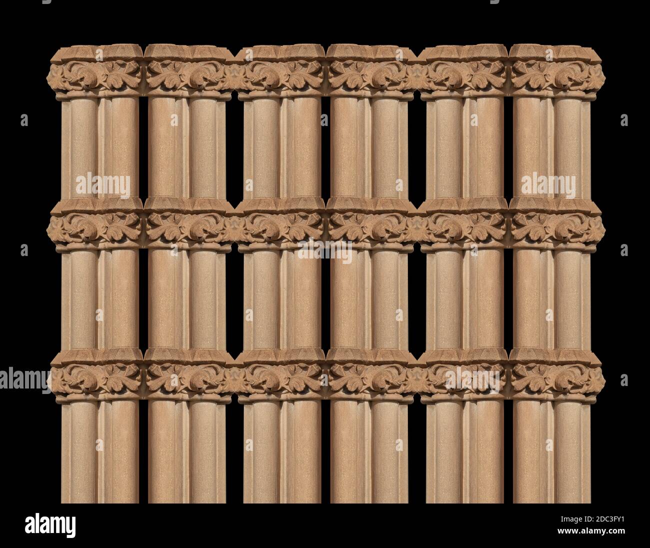 Elements of architectural decorations of buildings, columns and tops ...