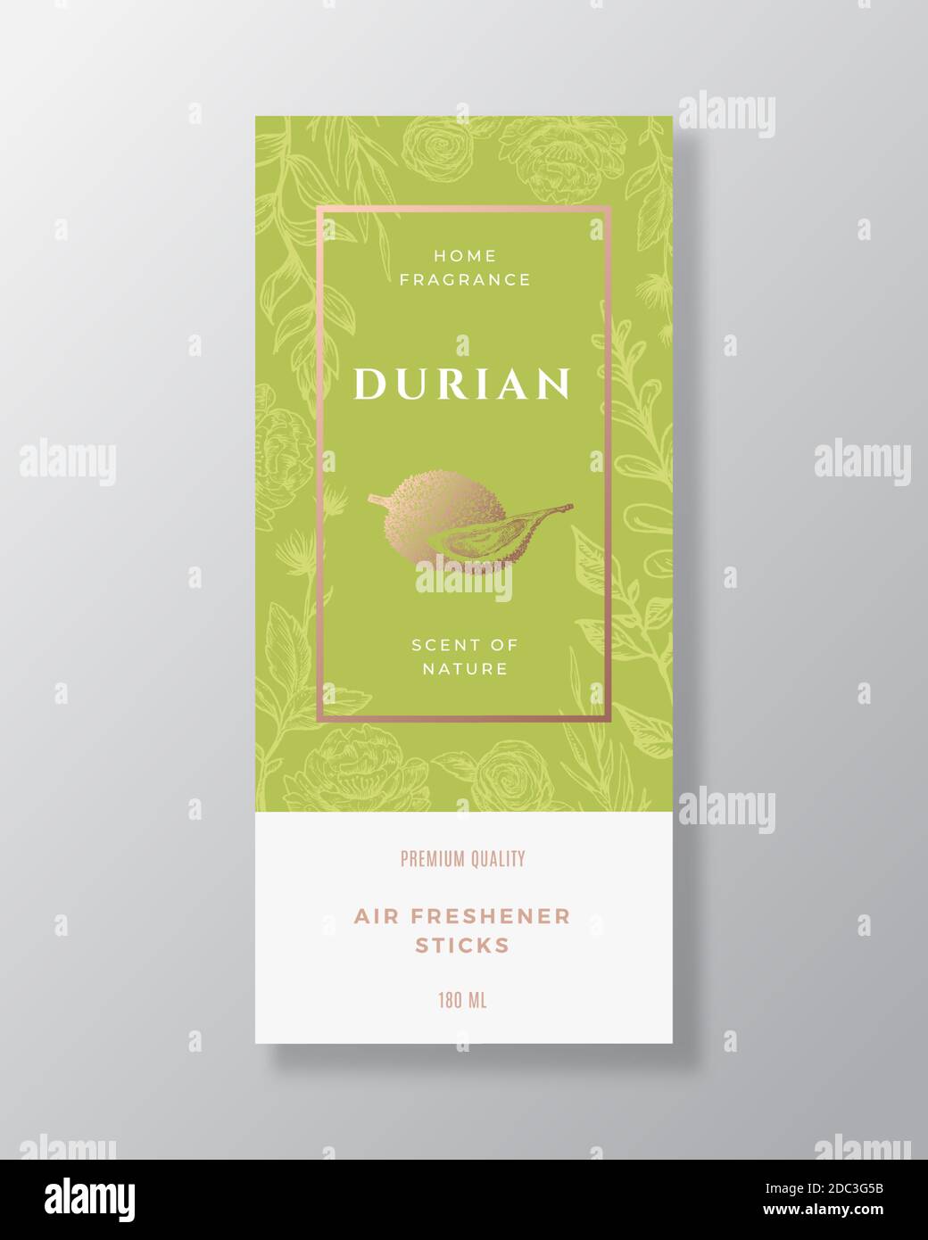 Durian Home Fragrance Abstract Vector Label Template. Hand Drawn Sketch ...