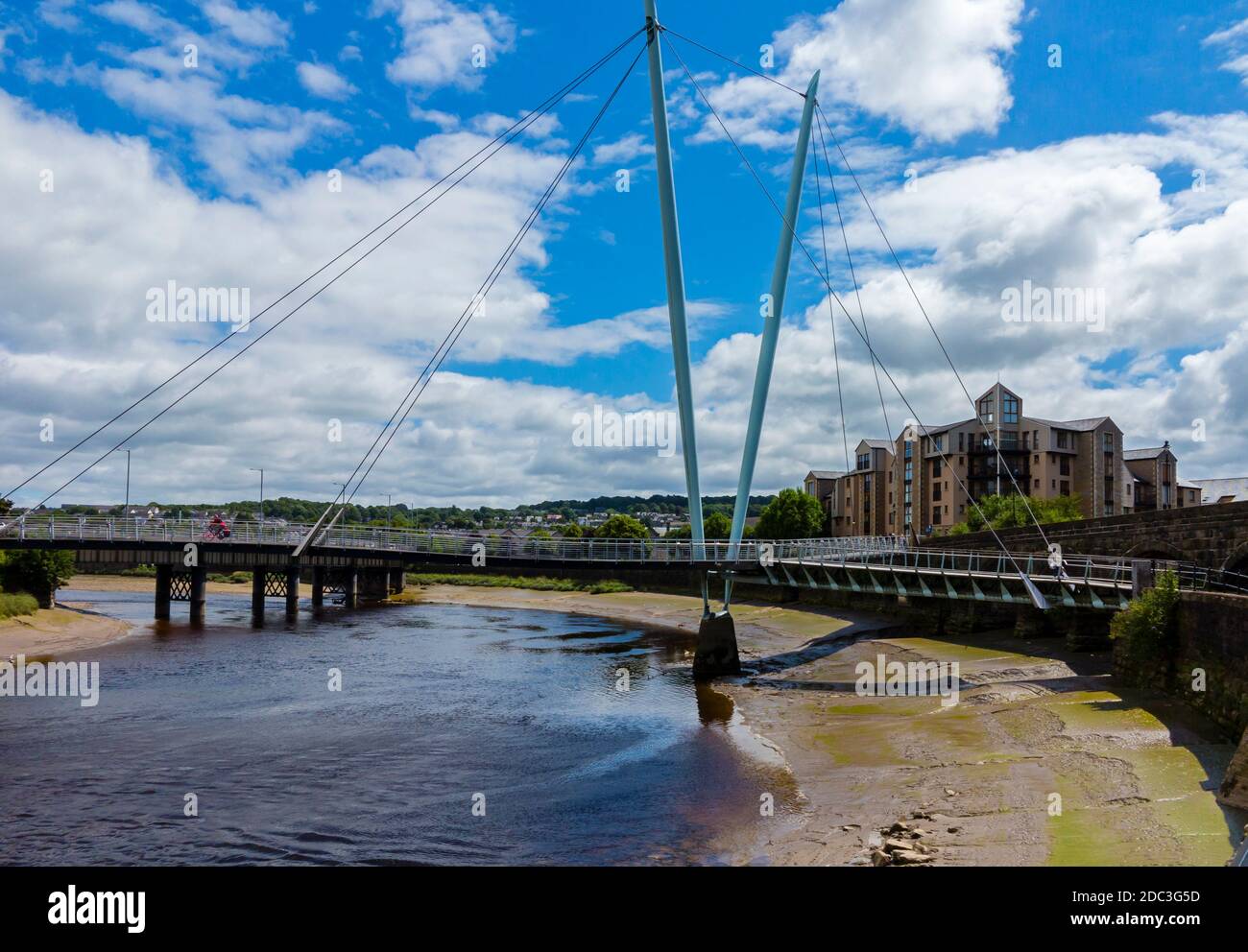 The Lune Millennium Bridge a cable-stayed footbridge which spans the ...