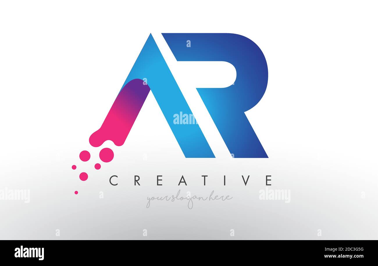 AR Letter Design with Creative Dots Bubble Circles and Blue Pink Colors ...