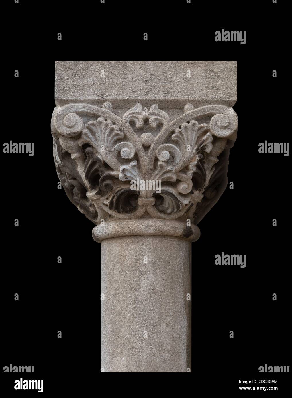 Elements of architectural decorations of buildings, columns and tops ...