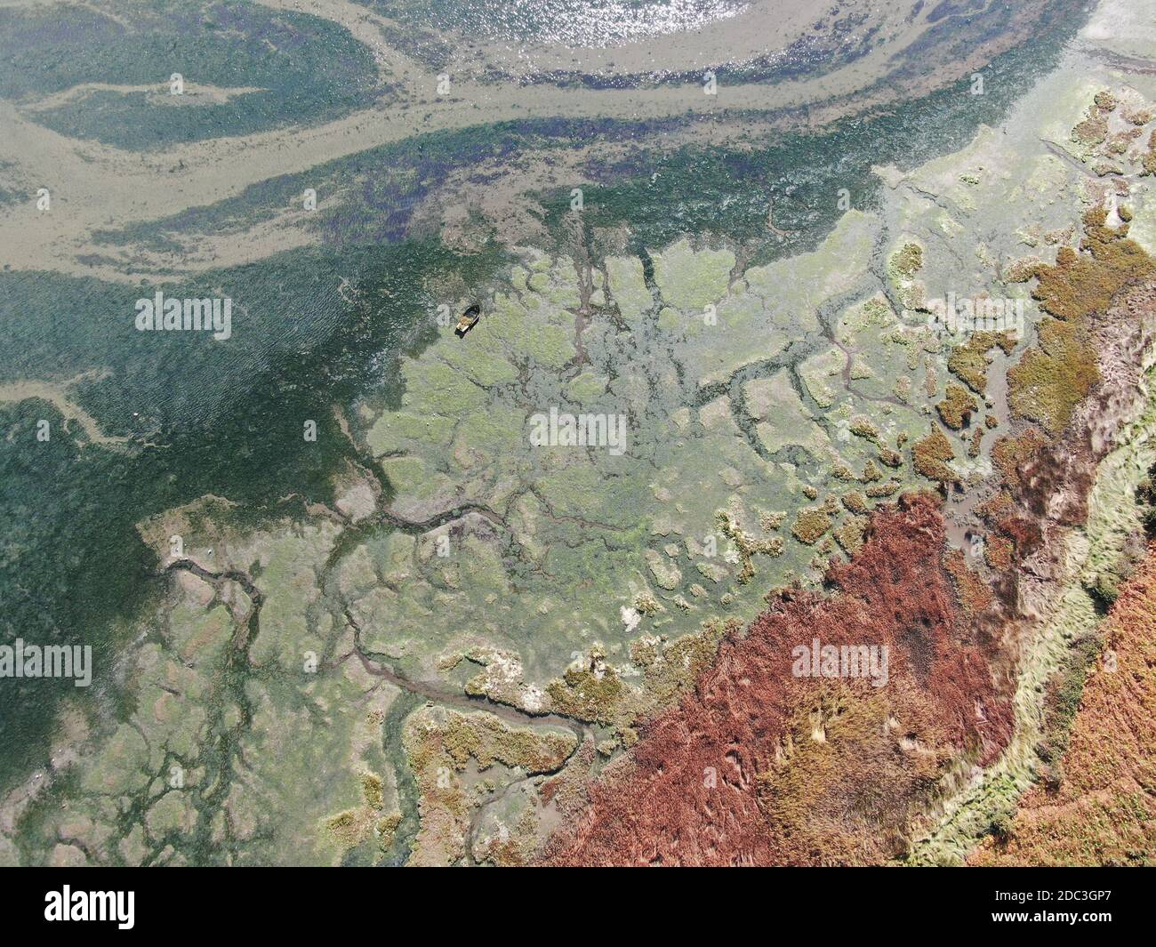 aerial view from above of patterns in the harbour and coastline Stock ...