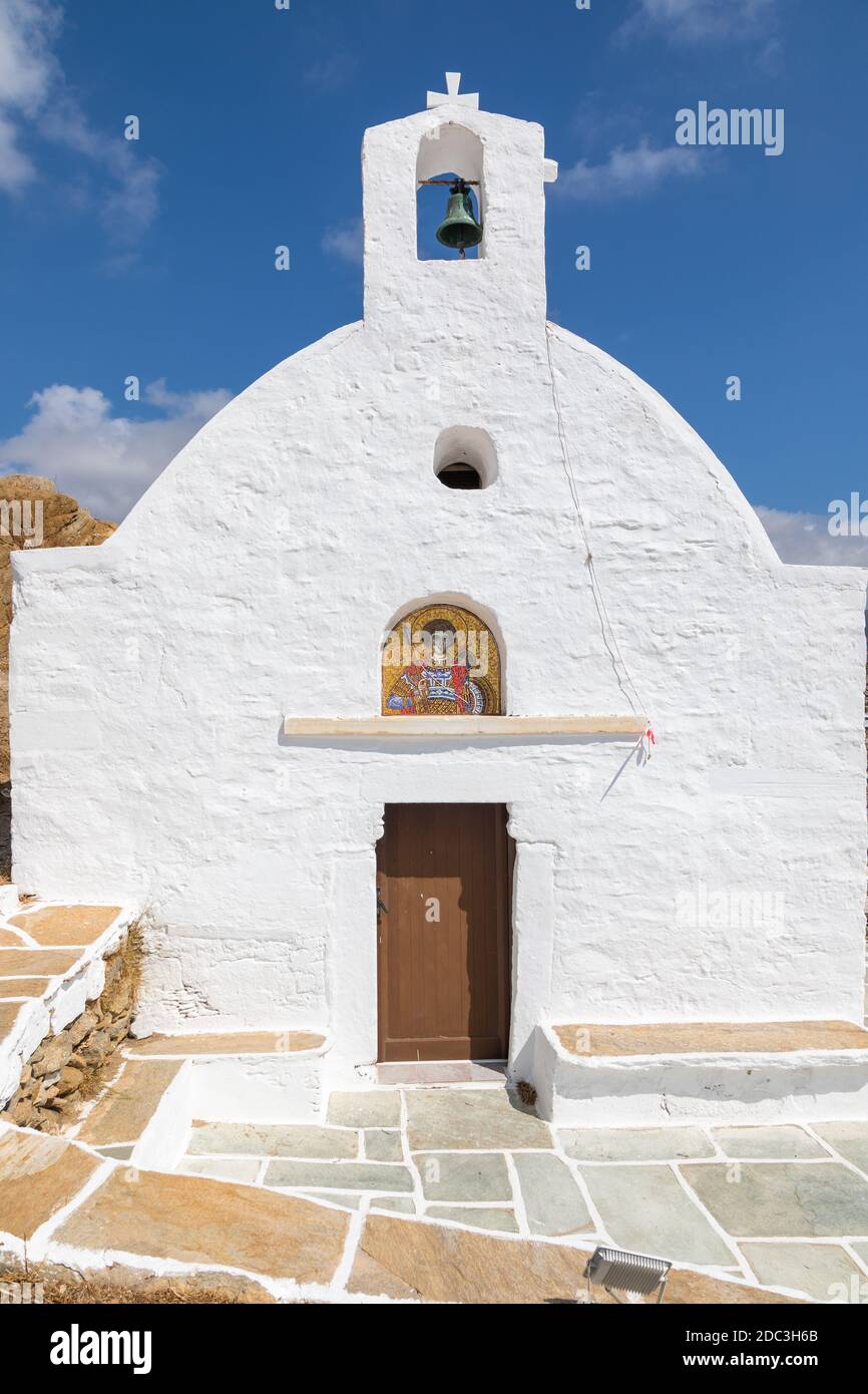 Chora, Ios Island, Greece- 20 September 2020: View of the Saint ...