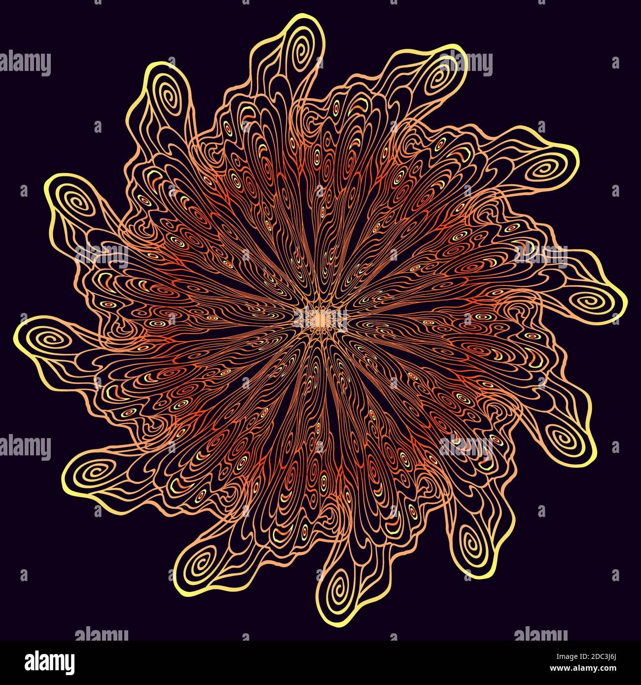spiral ornamental pattern from colored doodle elements Stock Vector ...