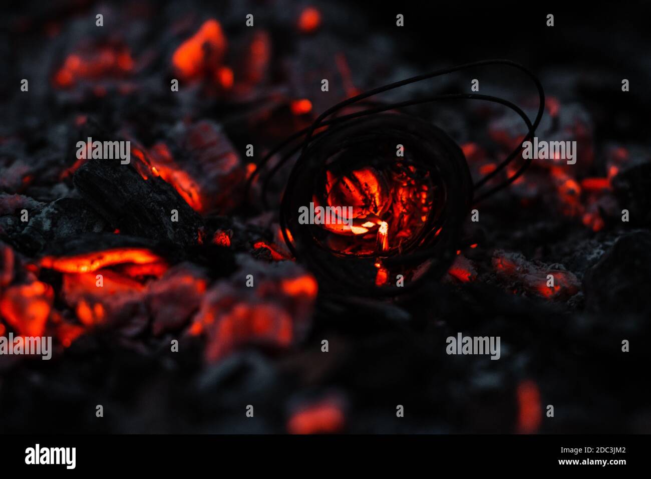 Fire burning tree branches, ember glowing Stock Photo - Alamy