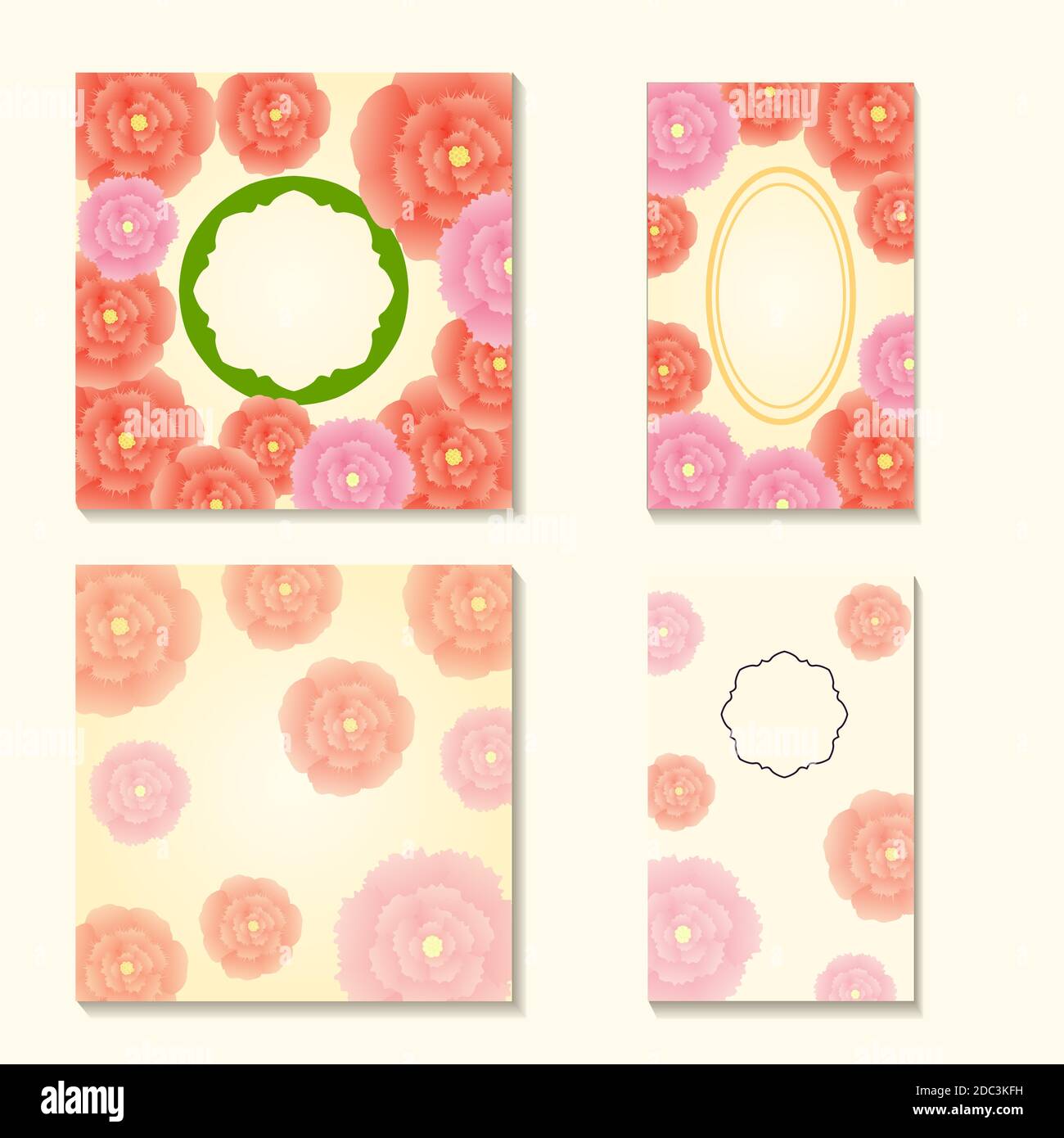 square and rectangular cards with the image of multi-colored stylized ...