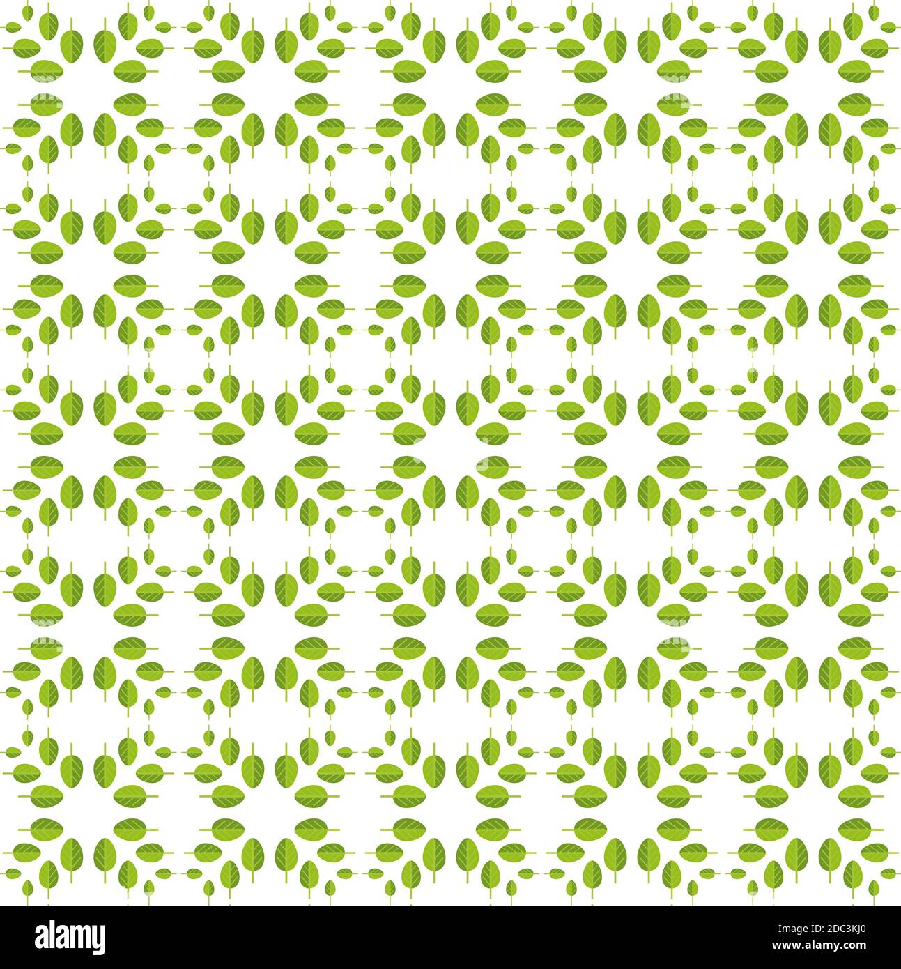 geometric seamless pattern of green leaves on a white background Stock ...