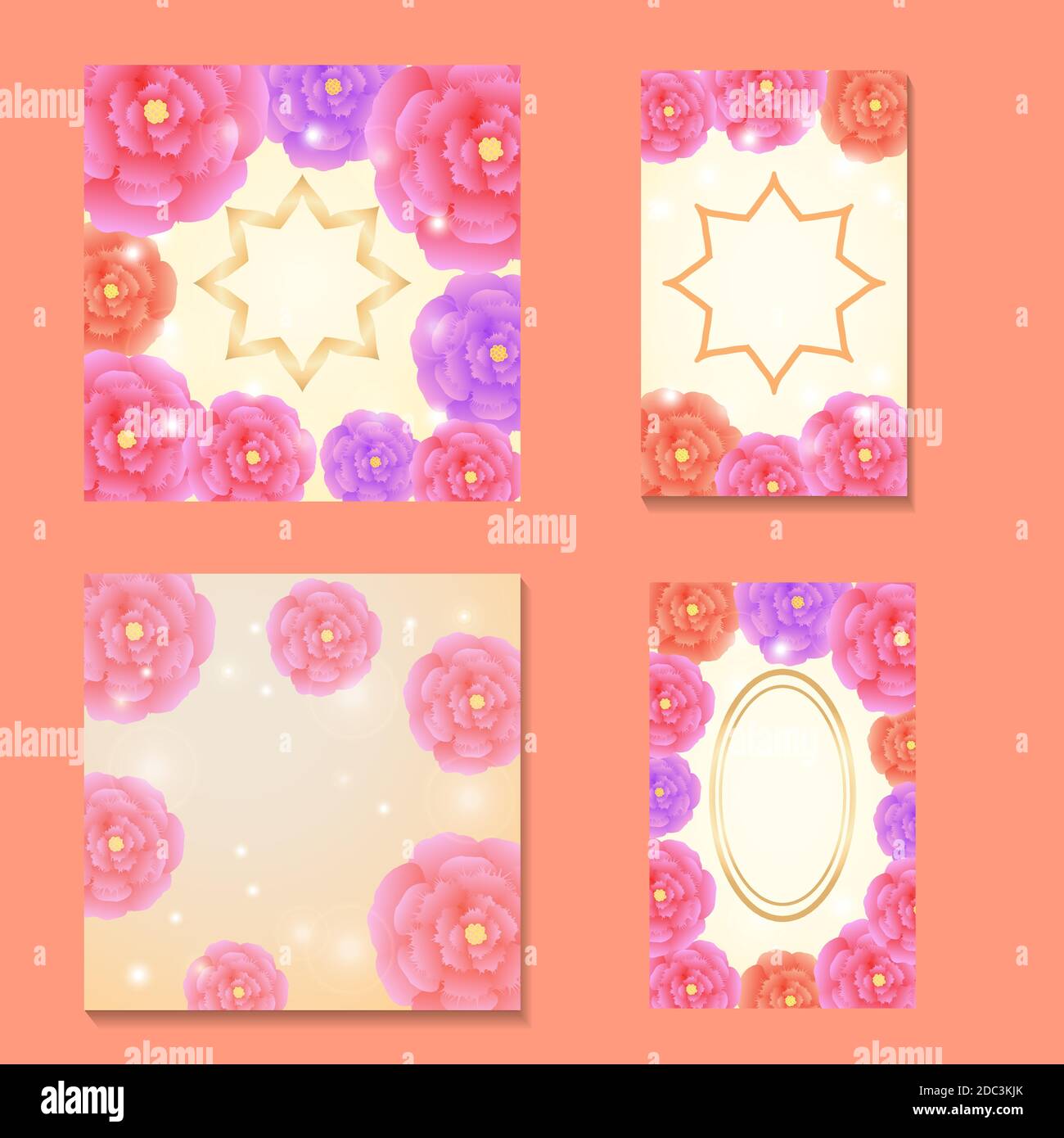 square and rectangular cards with the image of multi-colored stylized ...