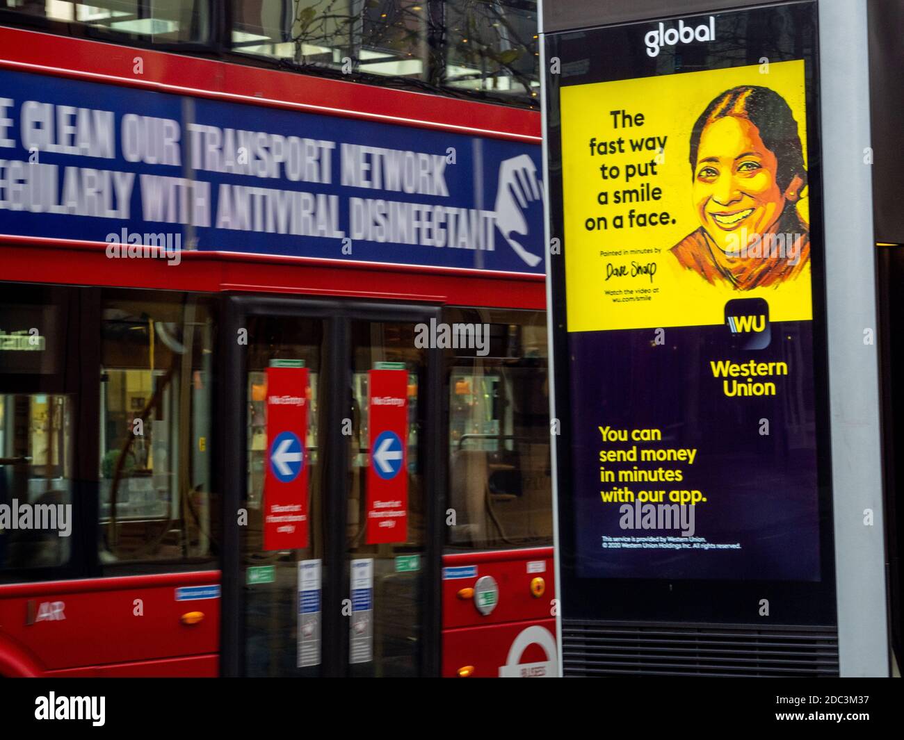 A digital ad for Western Union money transfer service on Sloane Street ...