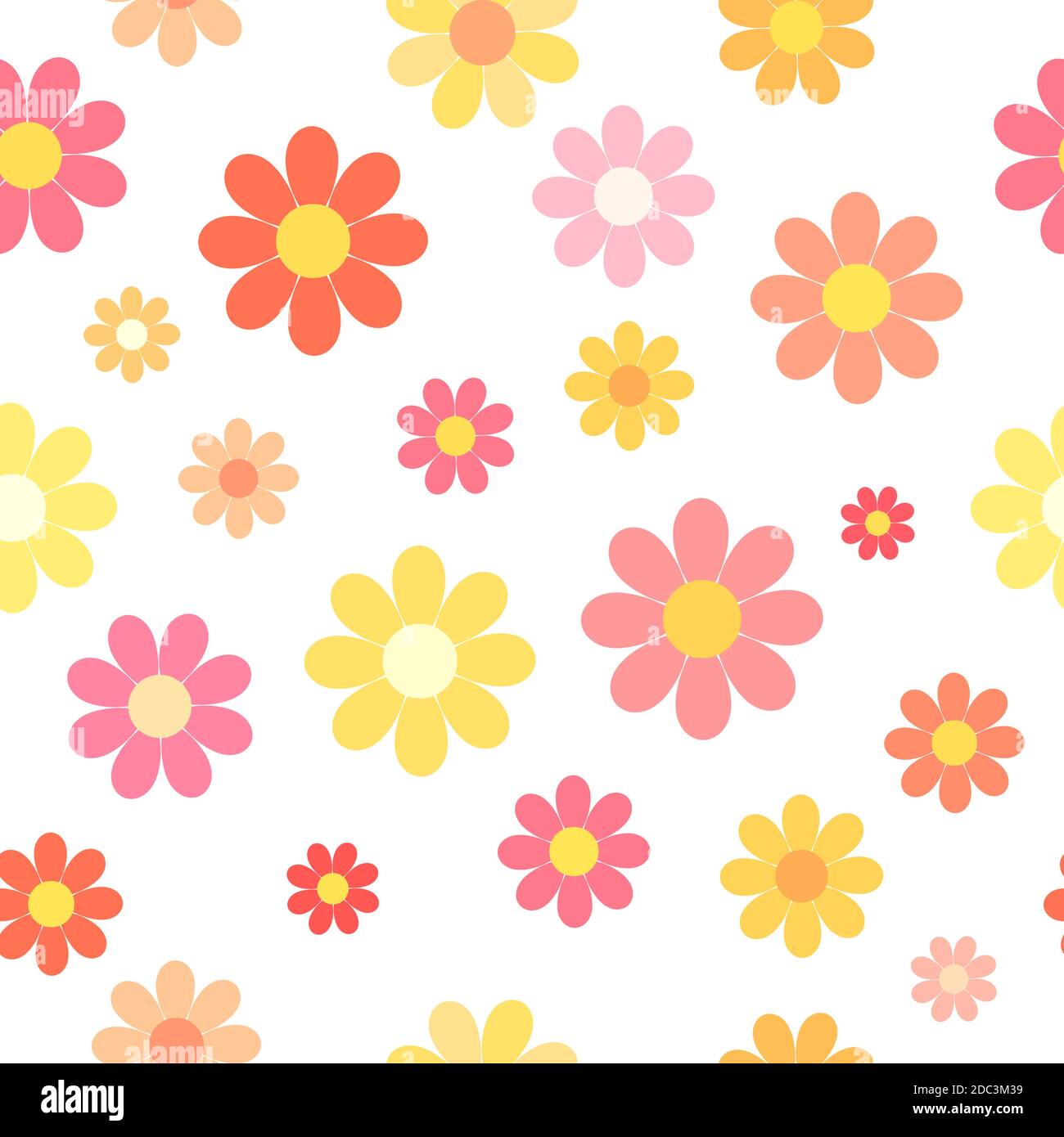 Colorful pink and orange flowers seamless pattern texture. Vector ...