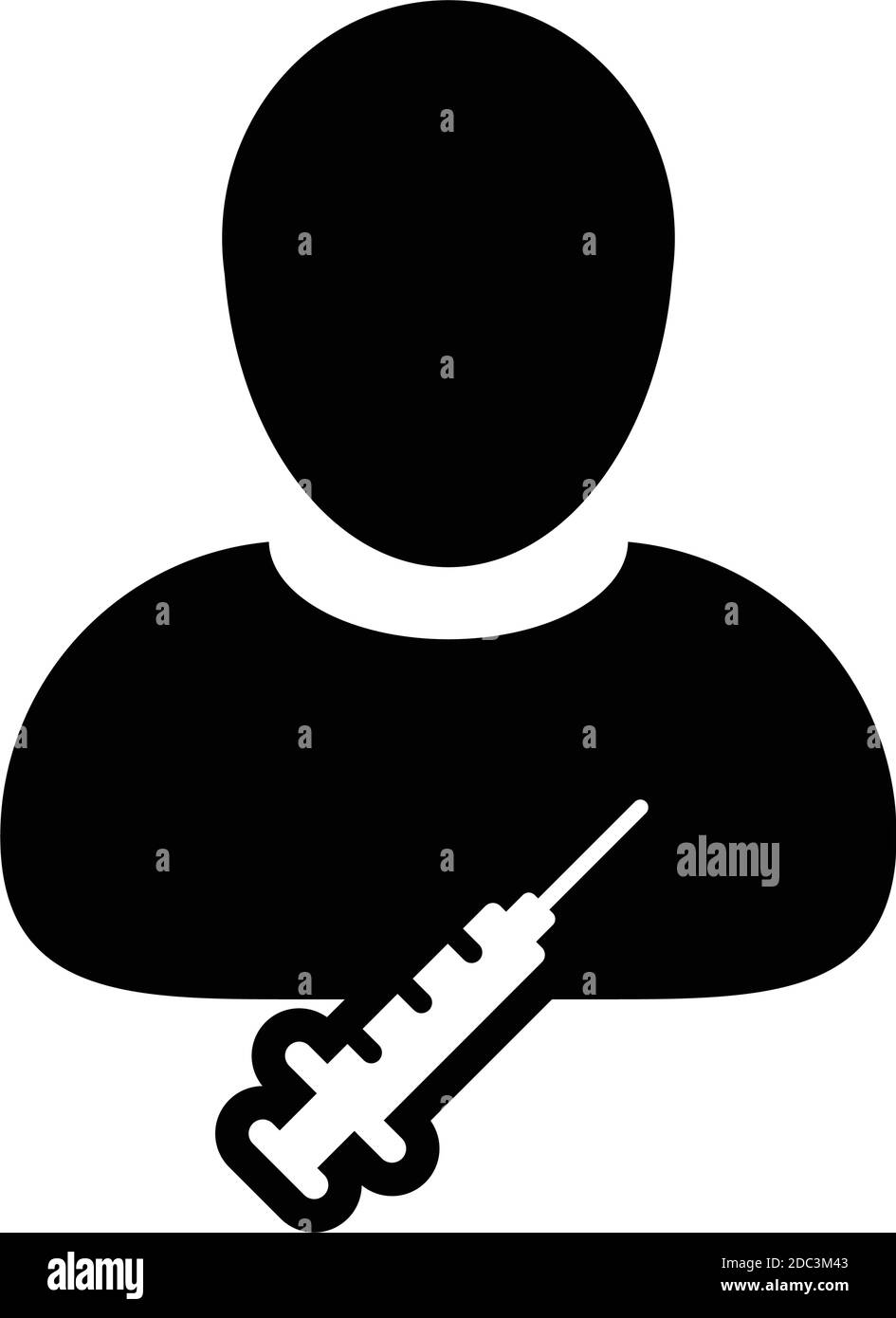 Injection icon vector with vaccine syringe male user person profile ...