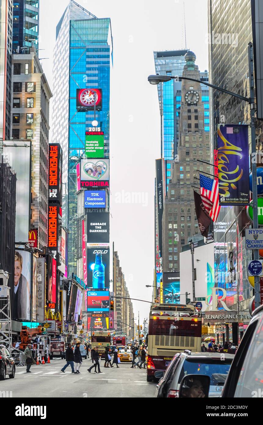 Times Square in Manhattan on a Beautiful Sunny Day of Winter. The Most ...
