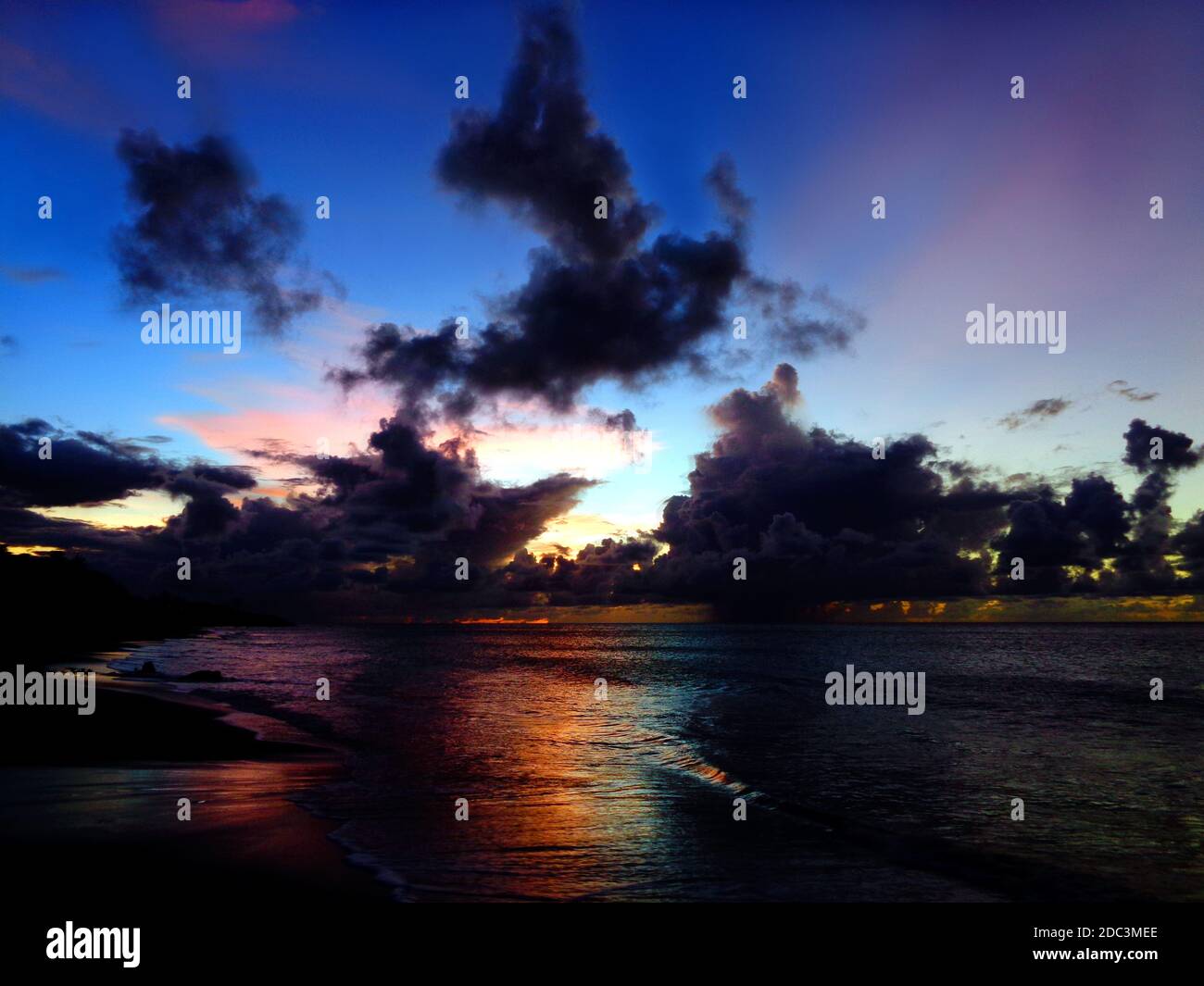 Sunset at "Plage de la Perle" ("Pearl Beach") in Rifflet, Guadeloupe ...