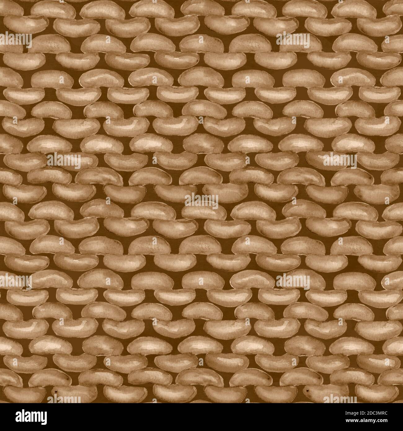 Beige brown realistic knitted seamless pattern. Watercolor hand paint ...
