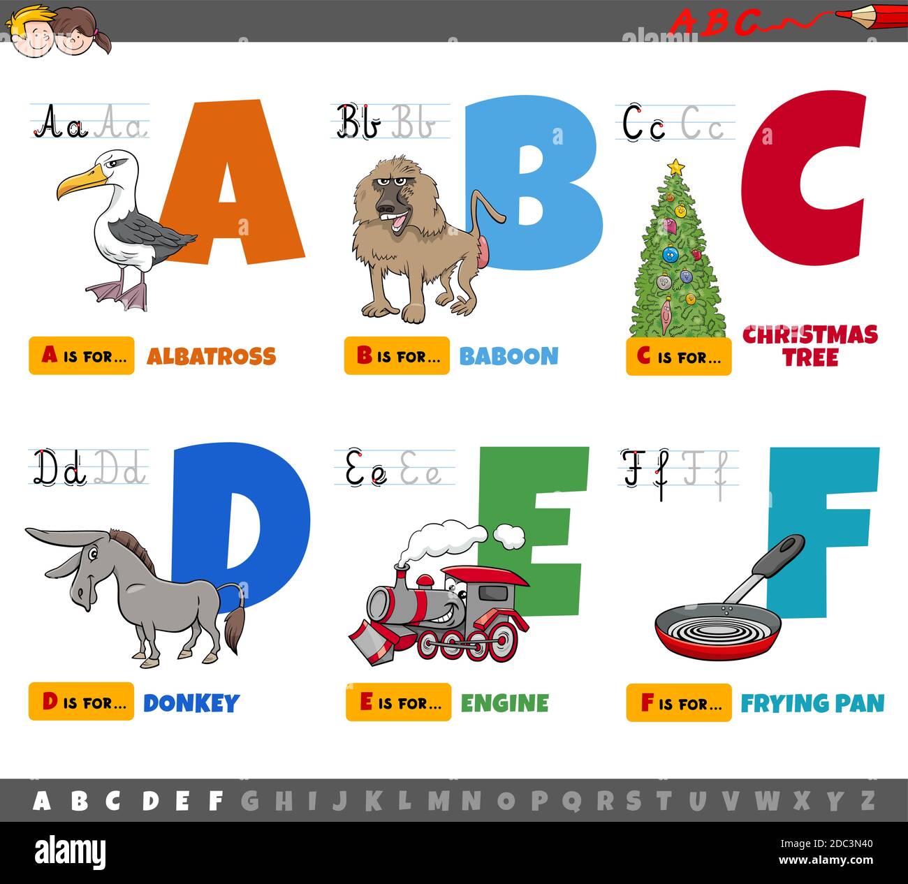 Cartoon illustration of capital letters from alphabet educational set ...