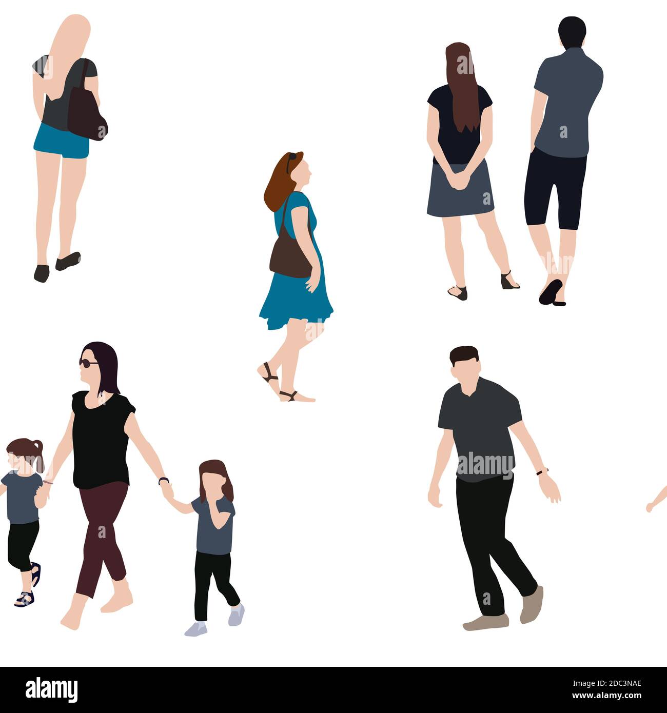 Set of People Seamless Pattern. Children, Adults, Seniors. Illustration ...