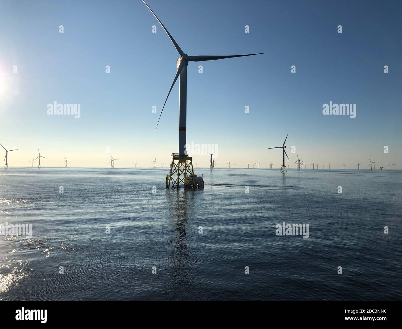 Crew transfer vessel performing PAX transfer in German north sea ...