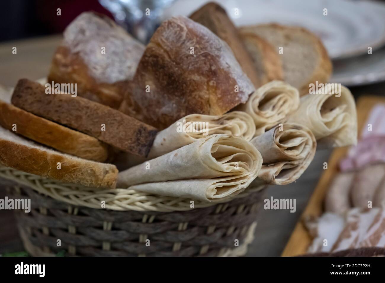 Lavash thin flat bread served in a restaurant in Armenia Stock Photo ...