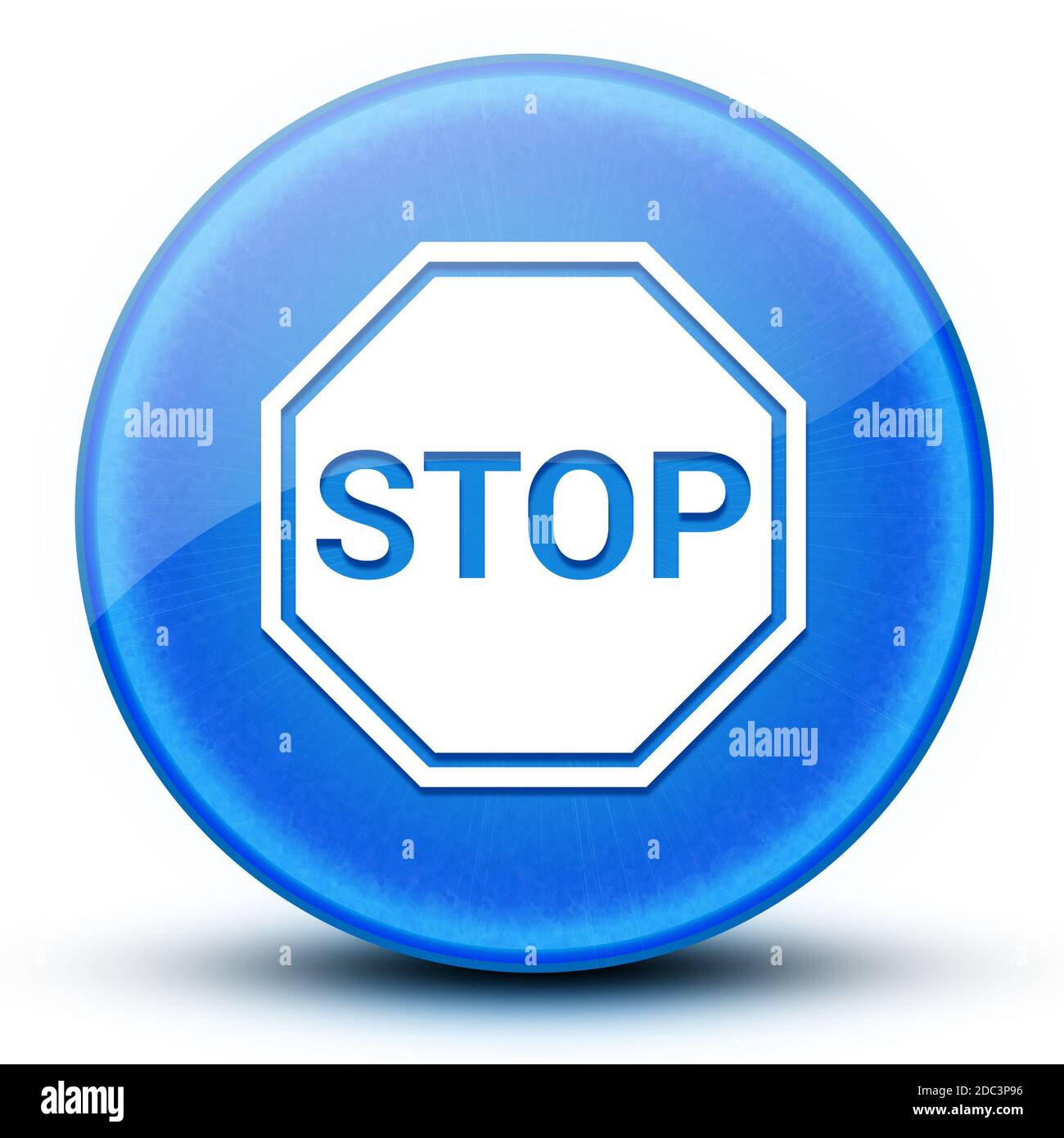 Stop sign eyeball glossy blue round button abstract illustration Stock ...