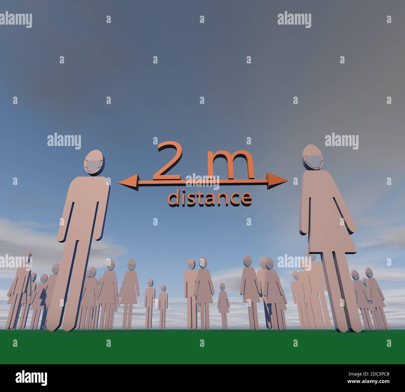 The distance is two meters. Safe distance between people with viral ...