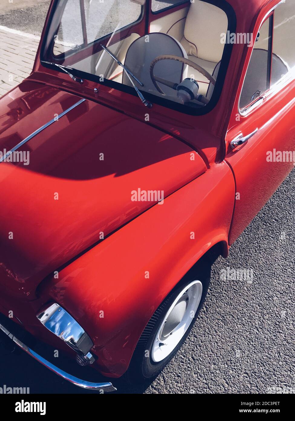 Red retro car, top view Stock Photo - Alamy