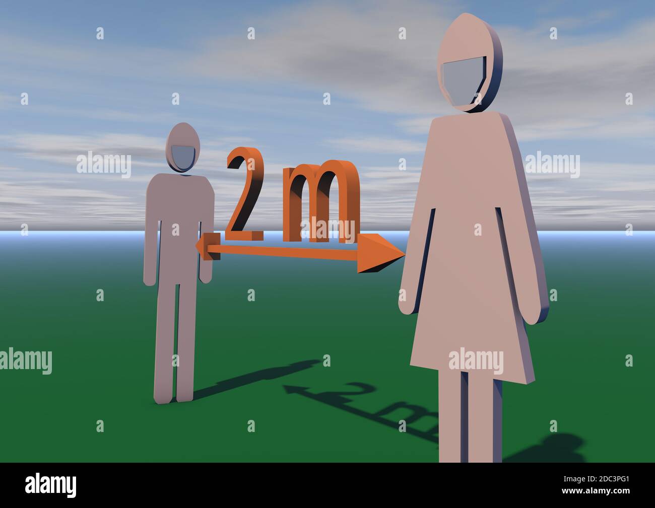 The distance is two meters. Safe distance between people with viral ...