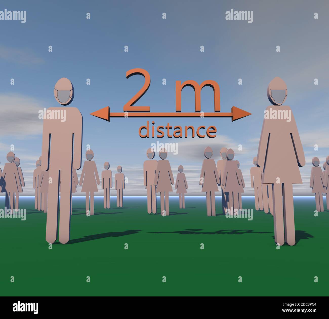 The distance is two meters. Safe distance between people with viral ...