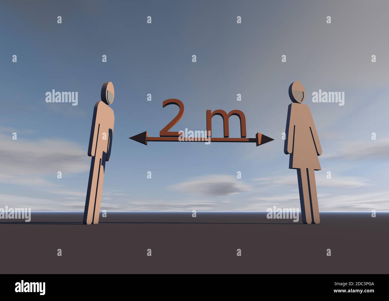 The distance is two meters. Safe distance between people with viral ...