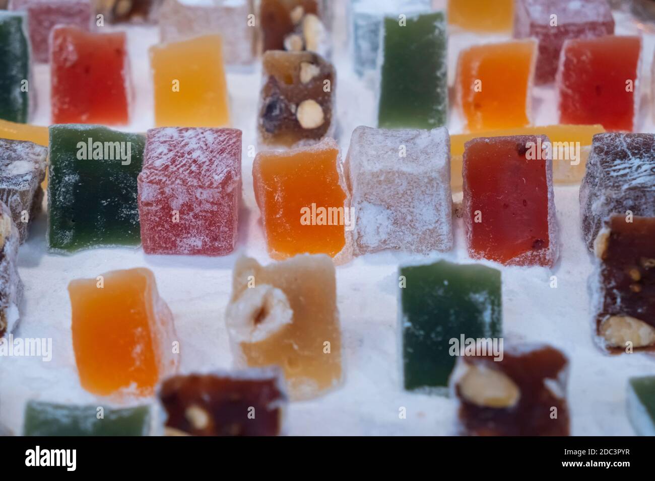 Rosewater-flavored Turkish delight for sale in Istiklal Avenue in the ...