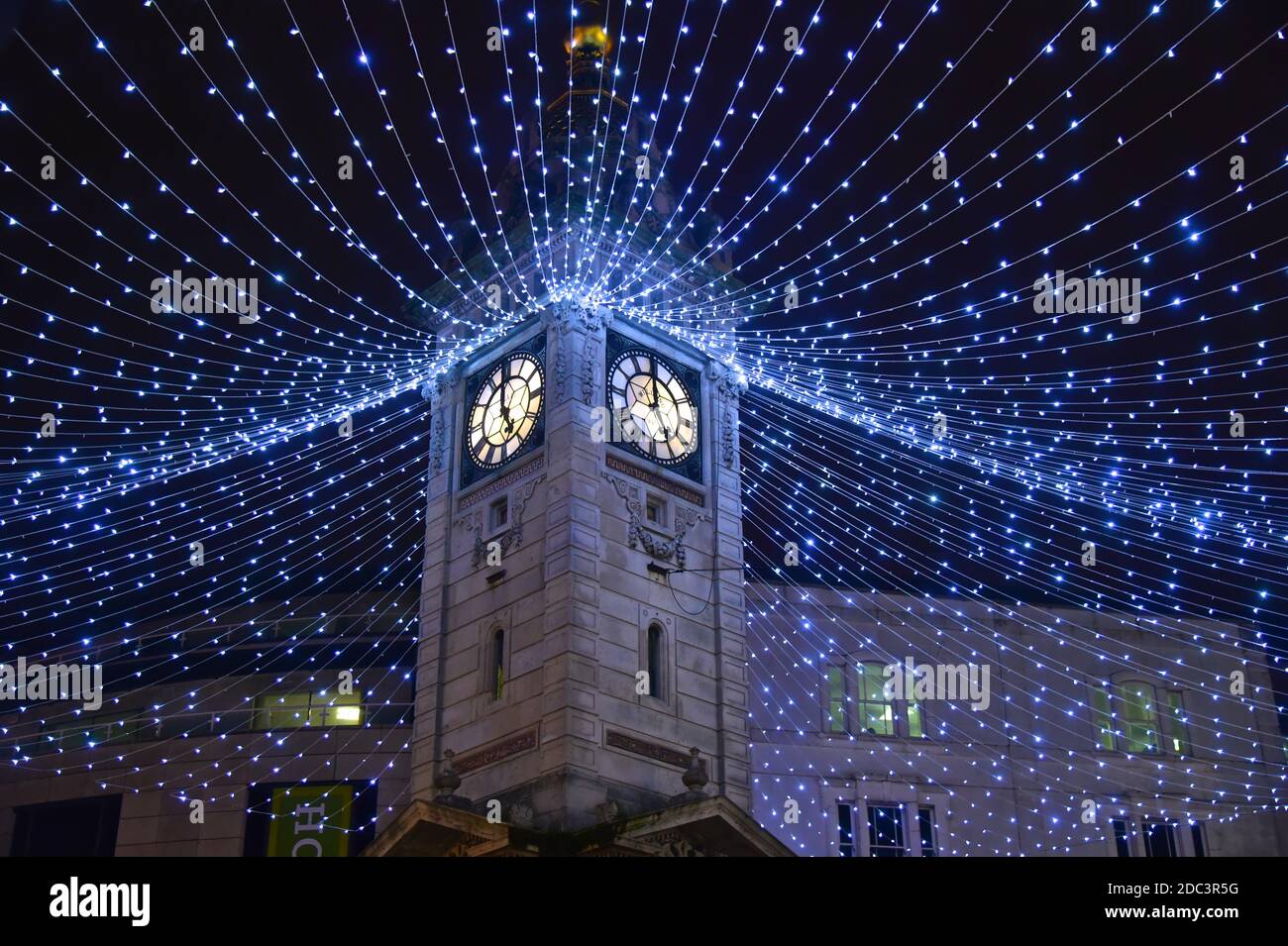 Churchill Square clock tower decorations, December 2020 Stock Photo - Alamy
