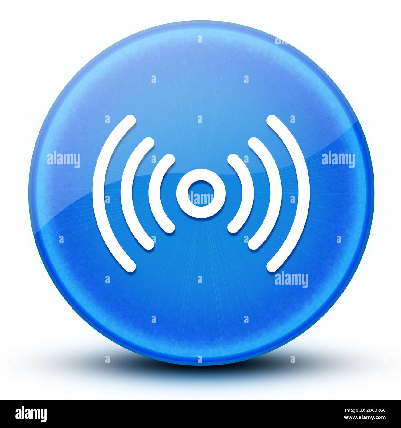 Network signal eyeball glossy blue round button abstract illustration ...