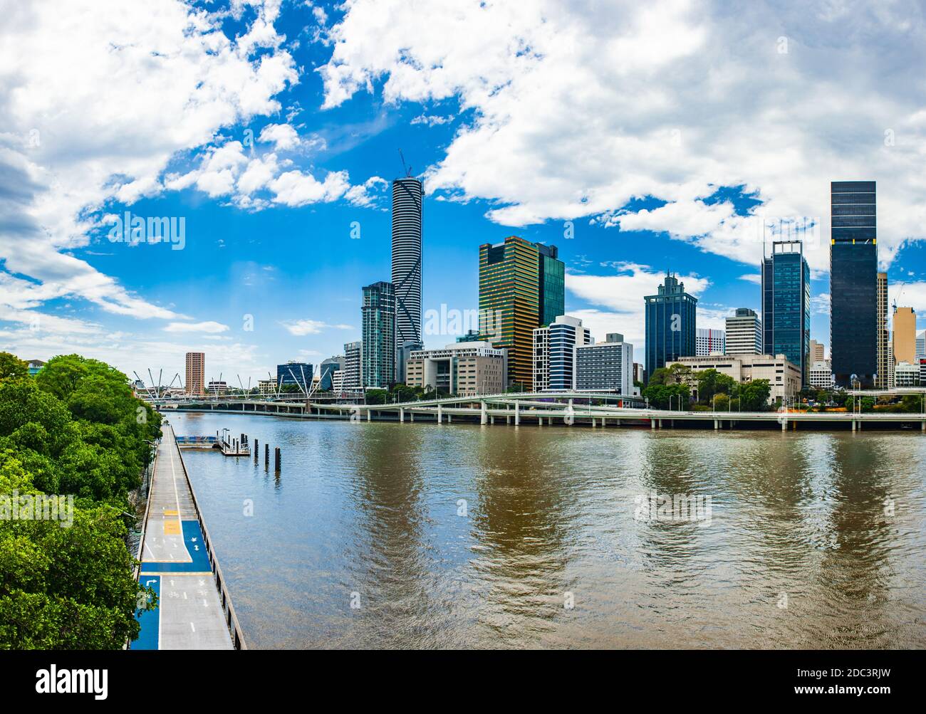 Brisbane skyline with skyscrapers across the Brisbane river. Queensland ...