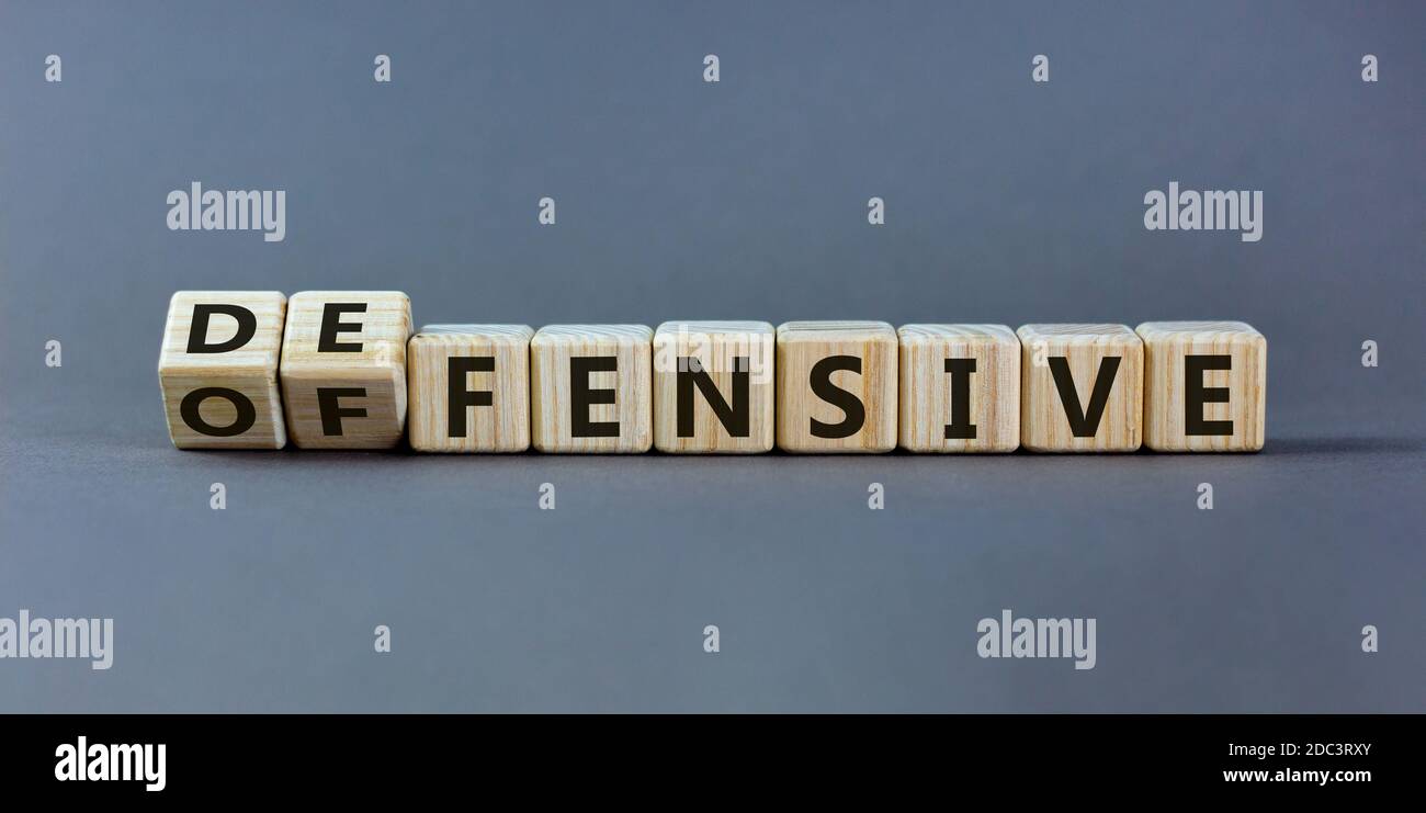 Fliped wooden cubes and changed the inscription 'offensive' to ...