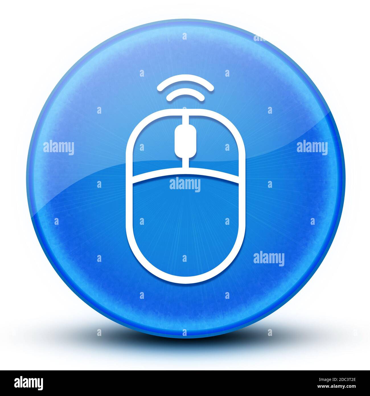 Wireless mouse eyeball glossy blue round button abstract illustration ...