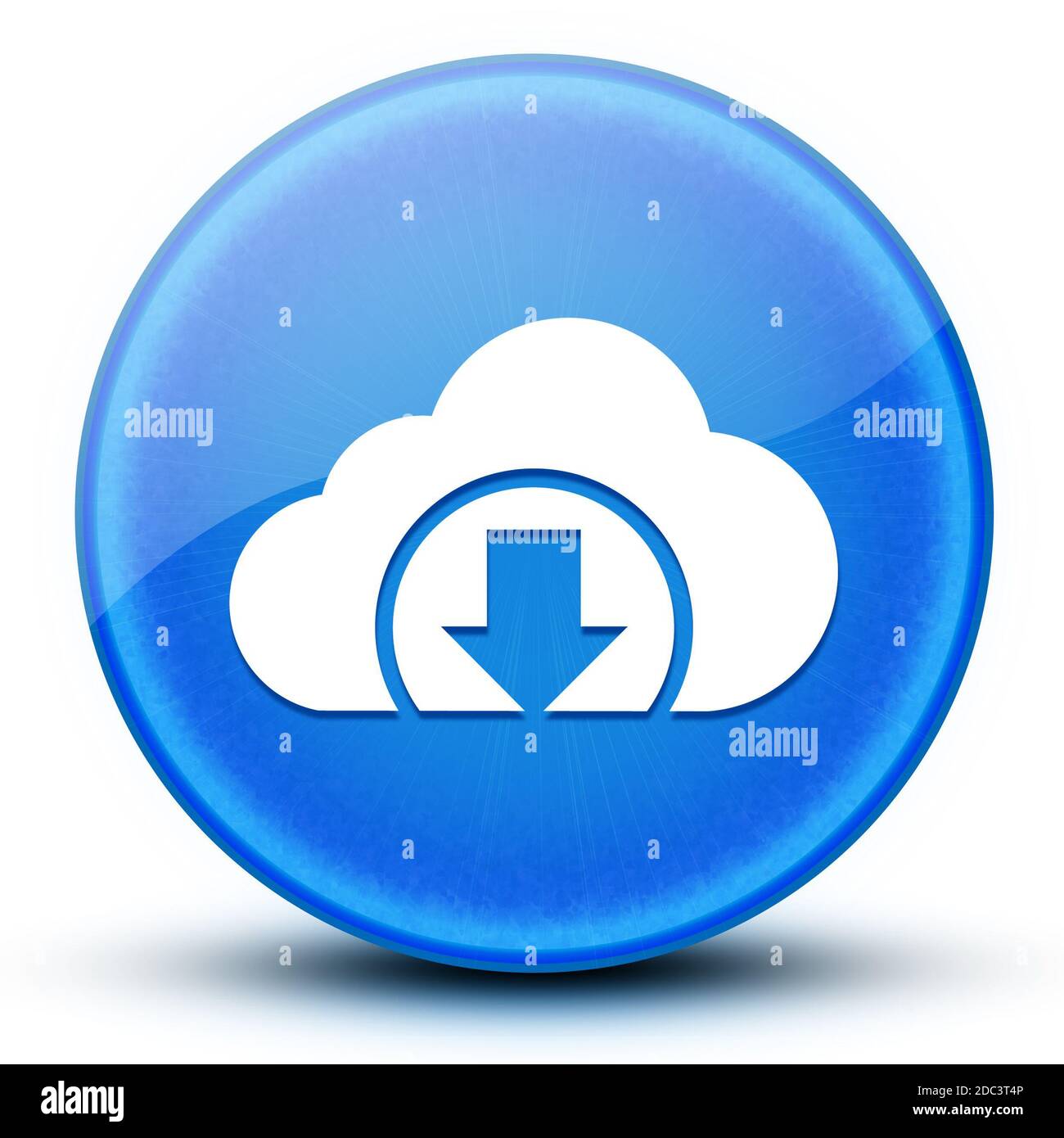 Cloud download eyeball glossy blue round button abstract illustration ...